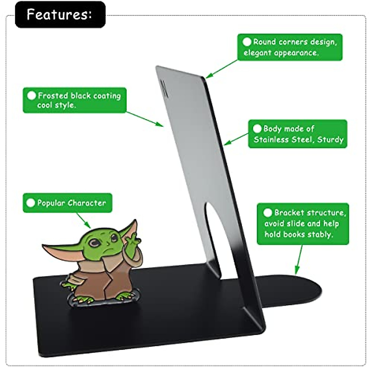 Cute Bookend for Office Desk Decor, Novelty Metal Book Ends Birthday Gifts for Men/Father/Husband, Heavy Duty Book End Stopper for Book Shelves Decorations (Metal)