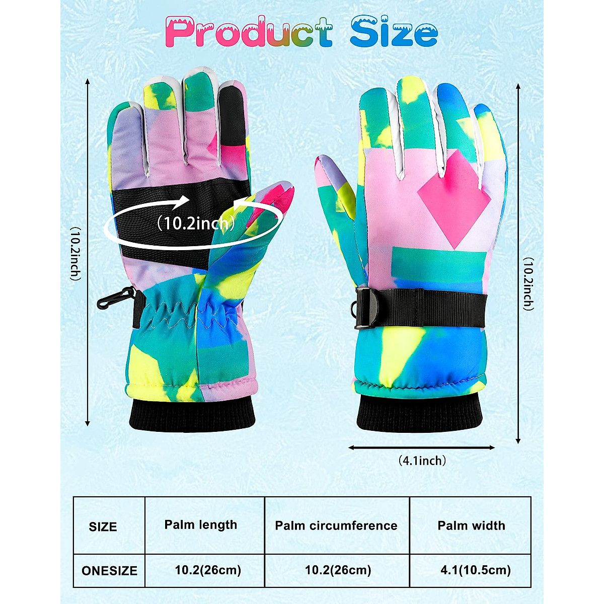 ONESING Ski Gloves Women -30°F Waterproof Winter Gloves Touchscreen Snow Gloves Women Men Warm Windproof Snowboard Gloves for Cold Weather