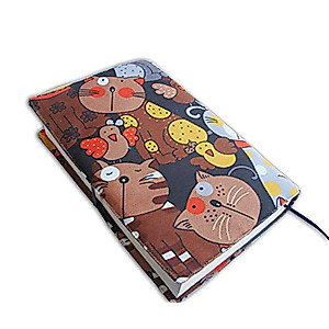 Fabric Book Sleeve Cover, Washable Novel Protector - Cats Design, Padded Book Protector for Adult, Planner Book Case, Hard Books Covers for Paperback 5.5 x 8.2 x 1.6 (Cats)