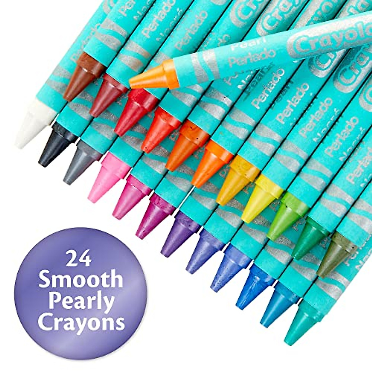 Crayola Pearl Crayons, Pearlescent Colors, 24 Count, Coloring Supplies, Gift for Kids, Ages 3, 4, 5, 6