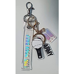Keychain for B-TS Set(2 PCS) Signature Merchandise Army Bomb Key Ring & Bangtanboys Name Keychain Army Gift Merch (JK)