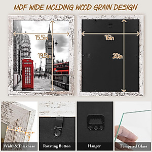 Golden State Art, 16x20 Picture Frame - Wide Molding - Wood Grain Rustic Style - Back Hangers for Wall Display - Great for Baby Pictures, Weddings, Portraits (White, 2 Pack)