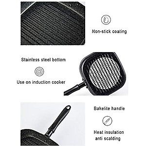 9in Aluminum Non-Stick Square Grill Pan Steak Fry Pans Multi-Function Snowflake Striped Frying Pan