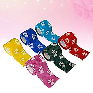 iplusmile Elastic Bandages Athletic Tape Vet Wrap Tape Bulk, Vet Wrap Self Adhesive Bandage Paw Printed Bandages for Pets Dogs Cats Horses (Random Color, 12pcs) Sport Tape