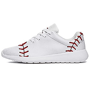 lodaden Women's Tennis Shoes White Baseball Softball Stitch Laces Running Sneakers Casual Lightweight Walking Shoes Gifts for Female Friends,US Size 12 Women/10.5 Men