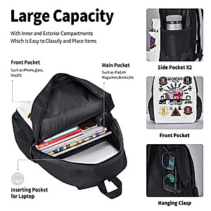 Wednesday Backpacks set 3d Casual Light Weight Backpack Bookbag 3 pice with lunch box lunch bag And pencil case pencil bag For Girls Boys Teens