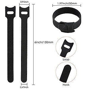 120PCS Reusable Cable Ties Black Cable Management Cord Organizer 6 Inch Wire Straps for Home Office Data Centers USB Desk Electronics Accessories Organizing