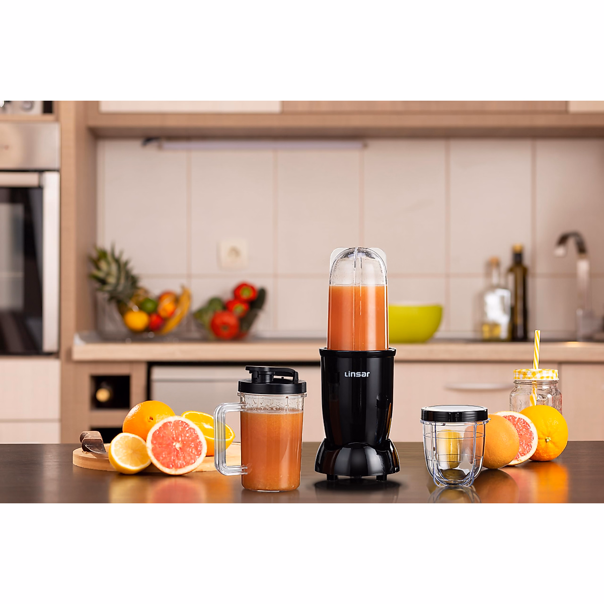 Linsar High Speed Blender (Matte Black) with additional Blender Cups, Amazing Shape Bullet Blenders For Making Smoothies, Mini Blender, Smoothie Maker for Gym, Work or Home