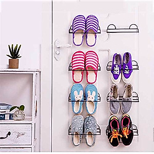 TAZSJG Paste Wrought Iron Shoe Rack Bathroom Slippers Shelf Home Living Room Creative Shoe Hook Suction Wall-Mounted Shoe Rack