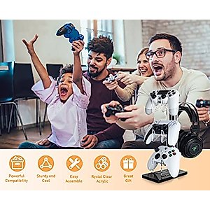 OAPRIRE Universal 3 Tier Controller Holder and Headset Stand for PS4 PS5 Xbox ONE Switch, Controller Stand Gaming Accessories, Build Your Game Fortresses (Black)