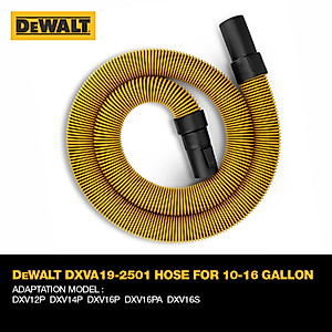 DEWALT DXVA19-2501 Durable Vacuum Hose, Compatible With DXV12P DXV14P DXV16P DXV16PA DXV16S, Yellow