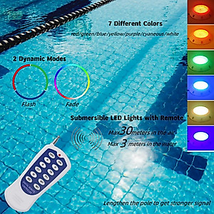 ZHFEISY 11.6" Submersible Led Light, 12V 45W Color Change Led Pool Light Pond Light Underwater Light - 7Colors + 2Color Change Modes RGB Led Pool Lights for Inground Pool w/RC IP68 Waterproof