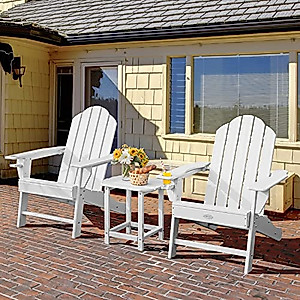 Giantex Side Table Outdoor Small Patio Table 18” Adirondack Table, Weather Resistant, Outside Square Tea Table for Patio, Backyard, Poolside, Garden, Balcony Outdoor Beside End Tables (1, White)