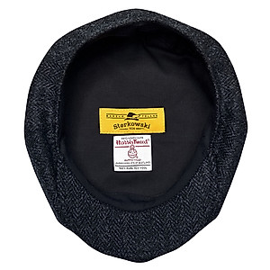 Sterkowski Men's Newsboy Cap | Anthracite Herringbone Tweed Cap with Cotton Lining | Unisex Outdoor HAT for Adults - 58 cm