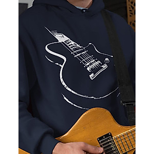 Guitar Hoodie for Men Novelty Gifts Musician Guitars Player Guitarist Music Mens Sweatshirt Hoodies Large Blue