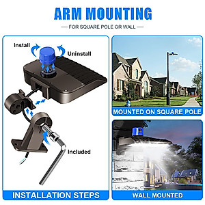 Juyace 150W led Parking lot Light Dusk to Dawn Outdoor Lighting Commercial Flood IP65 Waterproof 5000K Wall Mount 100-277V Shoe Box Street Yard Security Area（3 Pack