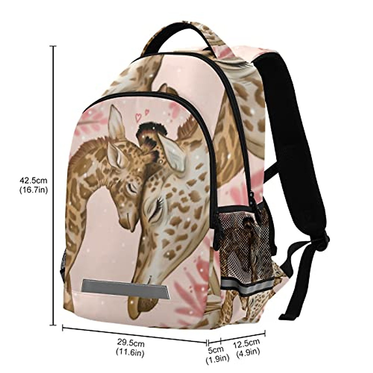 Vozoza Giraffes Animal Backpack for Girls Kids Boys School Bookbags,Student Laptop Backpack Carrying Bag Casual Lightweight Travel Sports Day Packs