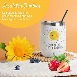 Sunflower Gifts for Women, Unique Birthday Gifts Box Get Well Soon Self Care Gifts Basket with Blanket Tumbler Candle for Daughter Sister Mom Best Friend, Sending Sunshine for Her