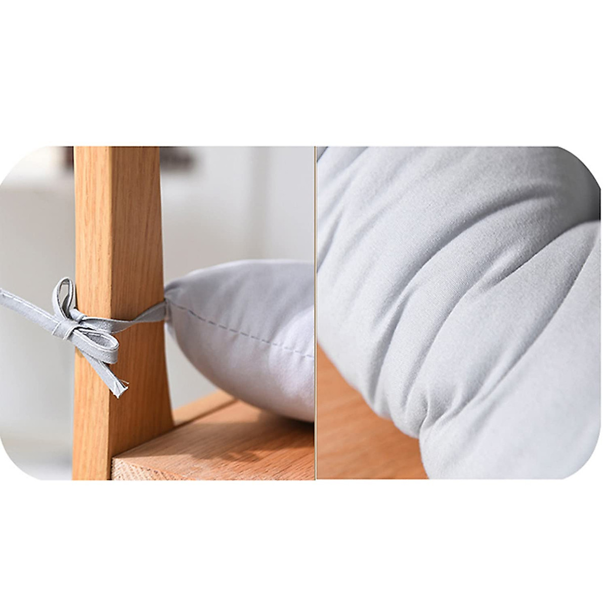 WanJing Chair Pad Square Office Chair Seat Cushion with Ties,Set of 2/4 Chair Cushion 15.7''x15.7''x2.4'' Washable Chair Mat for Kitchen Dining Office Chair-2 Piece-Gray