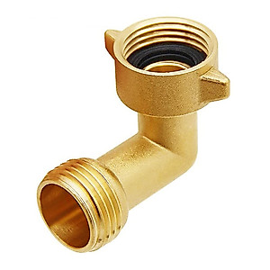 Joywayus 3/4" GHT Garden Hose 90-Degree Elbow Brass Connector with Washers for RV Water Hookups and Residential Outdoor Faucets (Pack of 2)