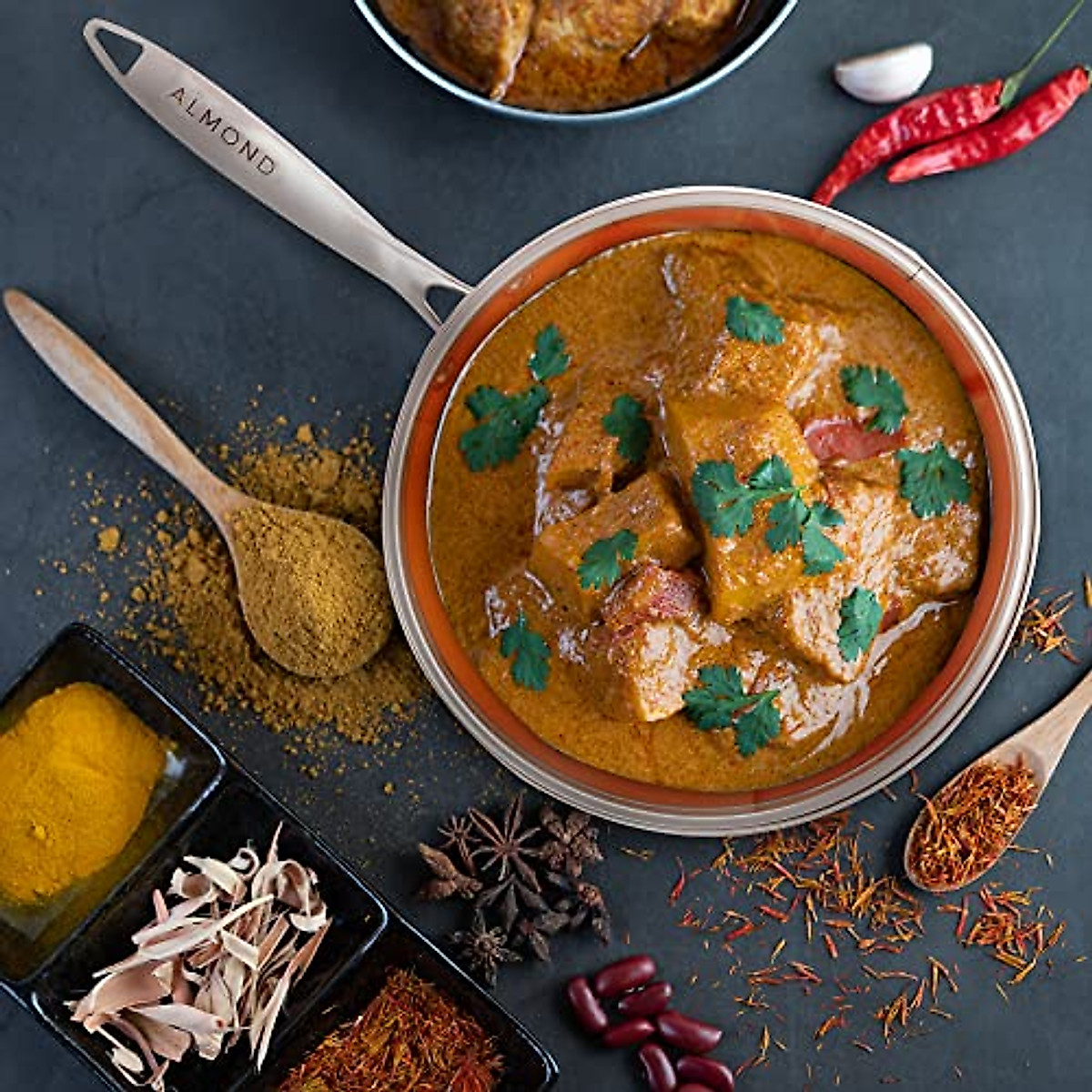 Almond 12 Inch Non-Stick Frying Pan with Lid - Copper Ceramic Fry Pans with Tempered Glass Lid & Stainless Steel Handle, Round Aluminum Saute Pan, Dishwasher and Oven Safe - 12 inches