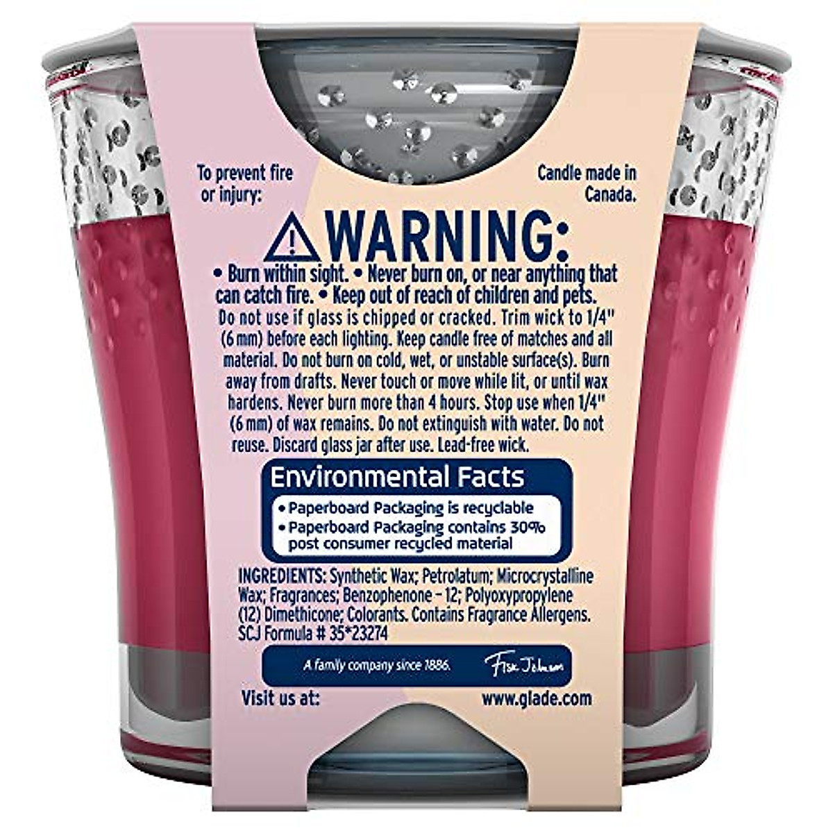 Glade Candle Jar, Air Freshener, 2in1, Vanilla Passion Fruit + Hawaiian Breeze, 3.4 Oz