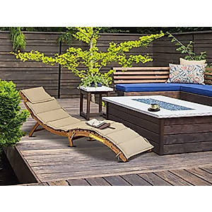 East West Furniture BHNU1NA Helena Patio Chaise Lounge-Outdoor Acacia Wood Sunlounger Chair for Poolside, Deck, Lawn, 72x22x25 Inch, Natural Oil