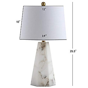 JONATHAN Y JYL6205A Xio 25.5" Alabaster LED Table Lamp Contemporary Transitional Bedside Desk Nightstand Lamp for Bedroom Living Room Office College Bookcase LED Bulb Included, White
