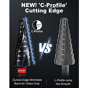 EZARC Step Drill Bit for Metal, M35 Cobalt Step Drill Spiral Flute Unibit Step Drill Bit (1/4''-3/4'') Wear-Resistant AlTiN Coated, 1/4" Hex Shank for Metal, Stainless Steel, Aluminum, Plastic