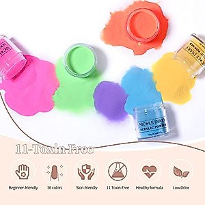 36 Colors Acrylic Powder Set - NICOLE DIARY Popular Acrylic Nail Powder Starter Set for Nail Extension, Nail Carving, Nail Salon & DIY Manicure at Home