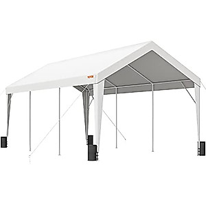 VEVOR Carport, 10x20 ft Heavy Duty Car Canopy Garage Boat Shelter Party Tent with 8 Reinforced Poles and 4 Weight Bags, UV Resistant Waterproof All-Season Tarp for SUV, F150, Car, Truck, Boat