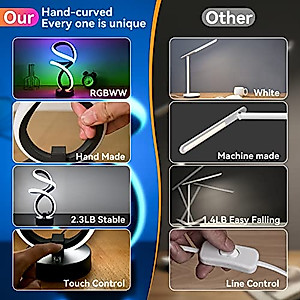 AVANLO Modern Table Lamp, RGB Touch Spiral Bedside Lamp, Unique Dimmable LED Table Lamp for Bedroom, Cool Desk Nightstand Lamps for Living Room Office Home Decor Ideal Gifts (Art Deco)