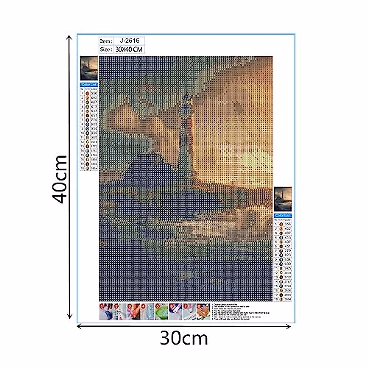 DIY 5D Diamond Art Painting Kit Cartoon Cross Stitch Diamond Art Painting Picture Kit Canvas Diamond Rhinestone Crystal Cross Stitch Embroidery Picture Adult Home Decor Wall Decor (lighthouse)