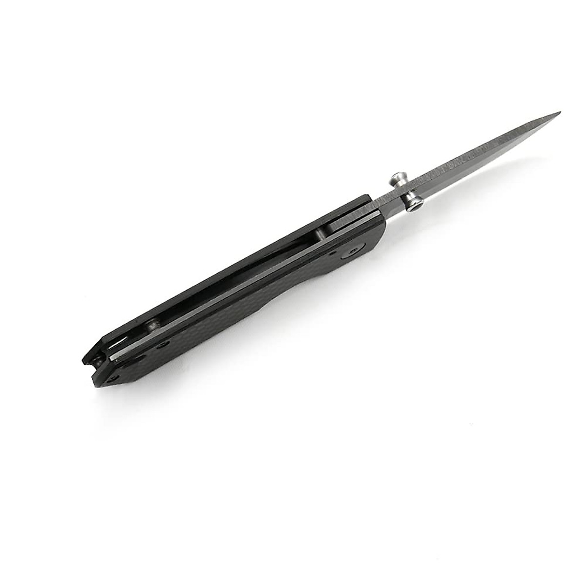 Cool Hand 5.2'' Carbon Fiber Folding Knife, 2'' Polished Black Mirror Ceramic Blade, EDC Foldable Pocket Knife, Liner Lock, 1.5 OZ Light Wight, Ambi Thumb Stud