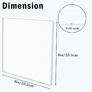 Acrylic Sheet Clear Cast Plexiglass 8 x 8 inches Square Panel (2mm) Thick Clear Plastic Plexi Perspex Plate Panel with Protective Film for Signs, DIY Display Projects, Craft