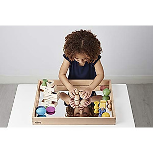 TickiT Wooden Mirror Tray - Explore Reflection, Symmetry and Patterns - for All Ages - Add Reflection to Any Sensory Activity Station