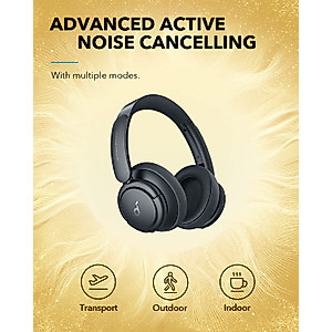 Soundcore by Anker Life Q35 Multi Mode Active Noise Cancelling Headphones, Bluetooth Headphones with LDAC for Hi Res Wireless Audio, 40H Playtime, Comfortable Fit, Clear Calls (Black) (Renewed)