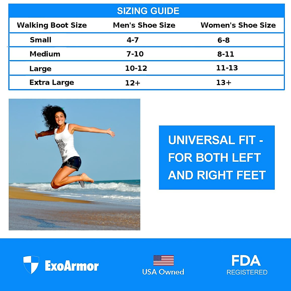 ExoArmor Superlight Walking Boot for Sprained Ankle, Foot Brace for Injured Foot, Stress Fracture, Broken Foot or Plantar Fasciitis. Air Liner. Short (Medium)