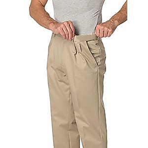 Haggar mens Work To Weekend Khaki Classic Fit No Iron Hidden Expandable Waistband Pleated Front Pant, Khaki, 38x32