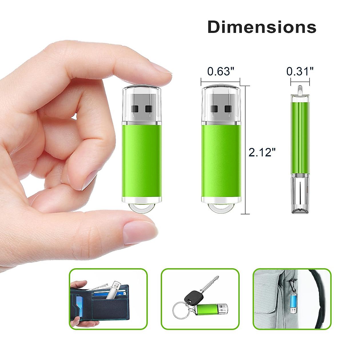 TOPESEL USB Flash Drive 5 Pack 64GB USB 2.0 Flash Drive Memory Stick USB Drive Jump Drive USB Storage Flash Drives Pen Drive Thumb Drives (5 Mixed Colors: Black Blue Green Red Silver)