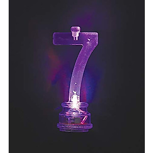 Unique Number 7 Flashing Candle Holder & Candles, 3", Multicolor