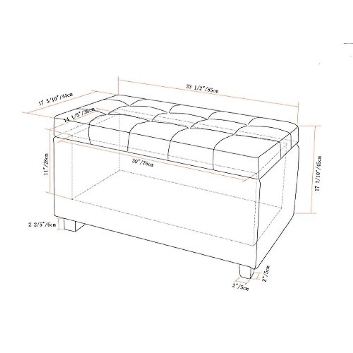 SIMPLIHOME Cosmopolitan 34 inch Wide Rectangle Lift Top Storage Ottoman in Upholstered Tanners Brown Tufted Faux Leather, Footrest Stool, Coffee Table for the Living Room, Bedroom and Kids Room