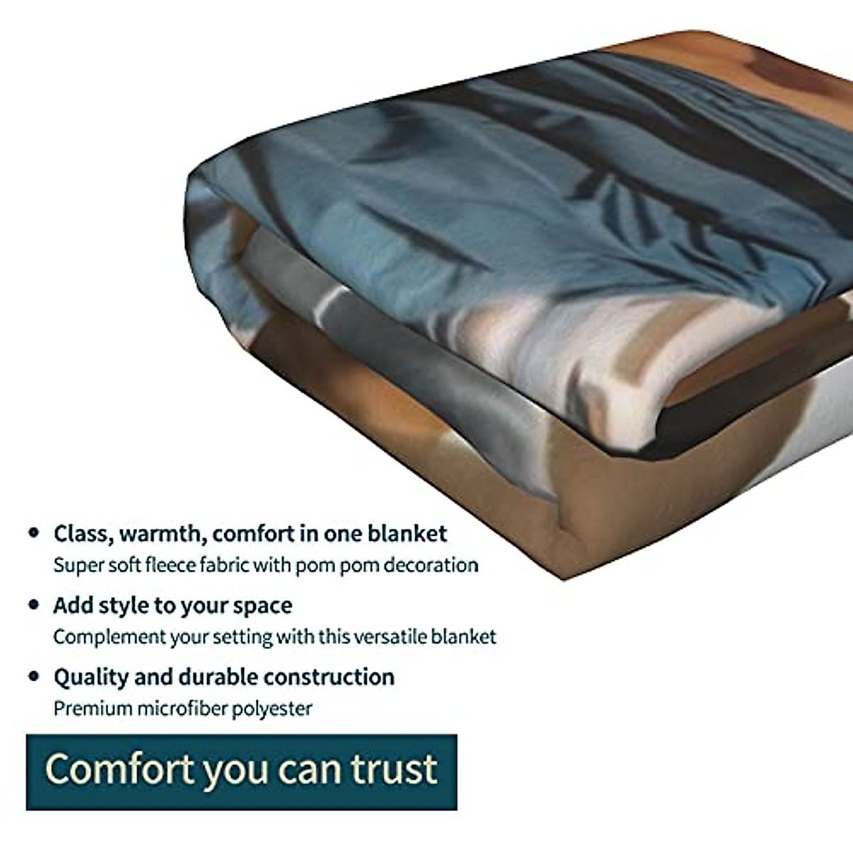 lofeeke Pompom Fringe Fleece Blanket Outer Banks JJ Flannel Throw Blankets for Couch & Bed 40"x30"