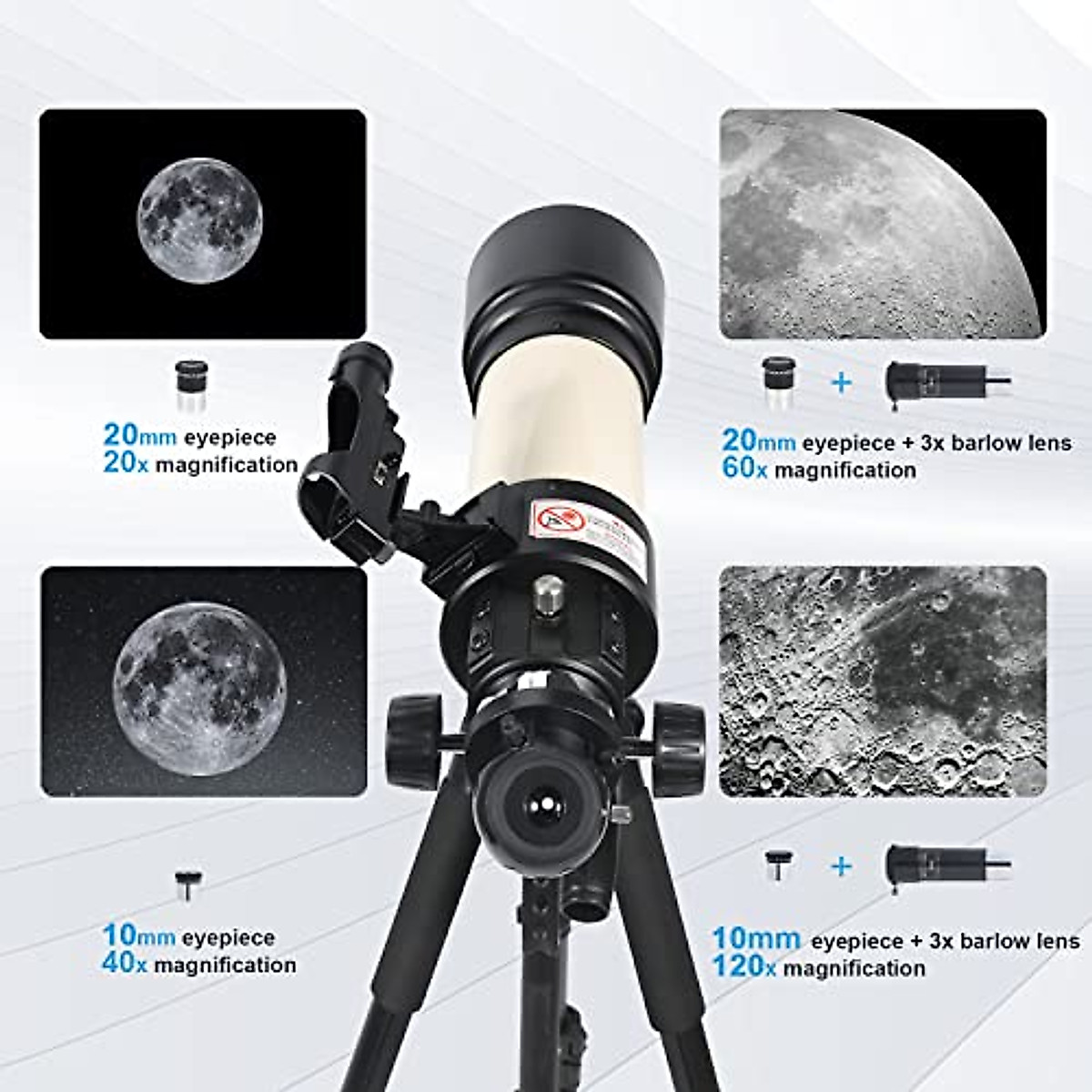 80mm Refractor Telescope for Adults Astronomy - Professional Astronomical Telescope for Beginners Viewing Planets- Portable and Powerful Telescopes with Adjustable Tripod, Phone Adapter, Easy to Use