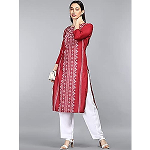 Vaamsi Crepe Printed Kurti(VPK1777_Maroon_L)