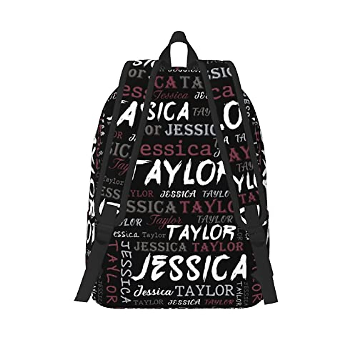 Custom Name School Backpack, Personalized Durable Casual Daypack Backpacks Design Your Own Name for Boys Girls Men Women, Customized Black Theme 2 Sizes Student Bookbag for Travel Work School