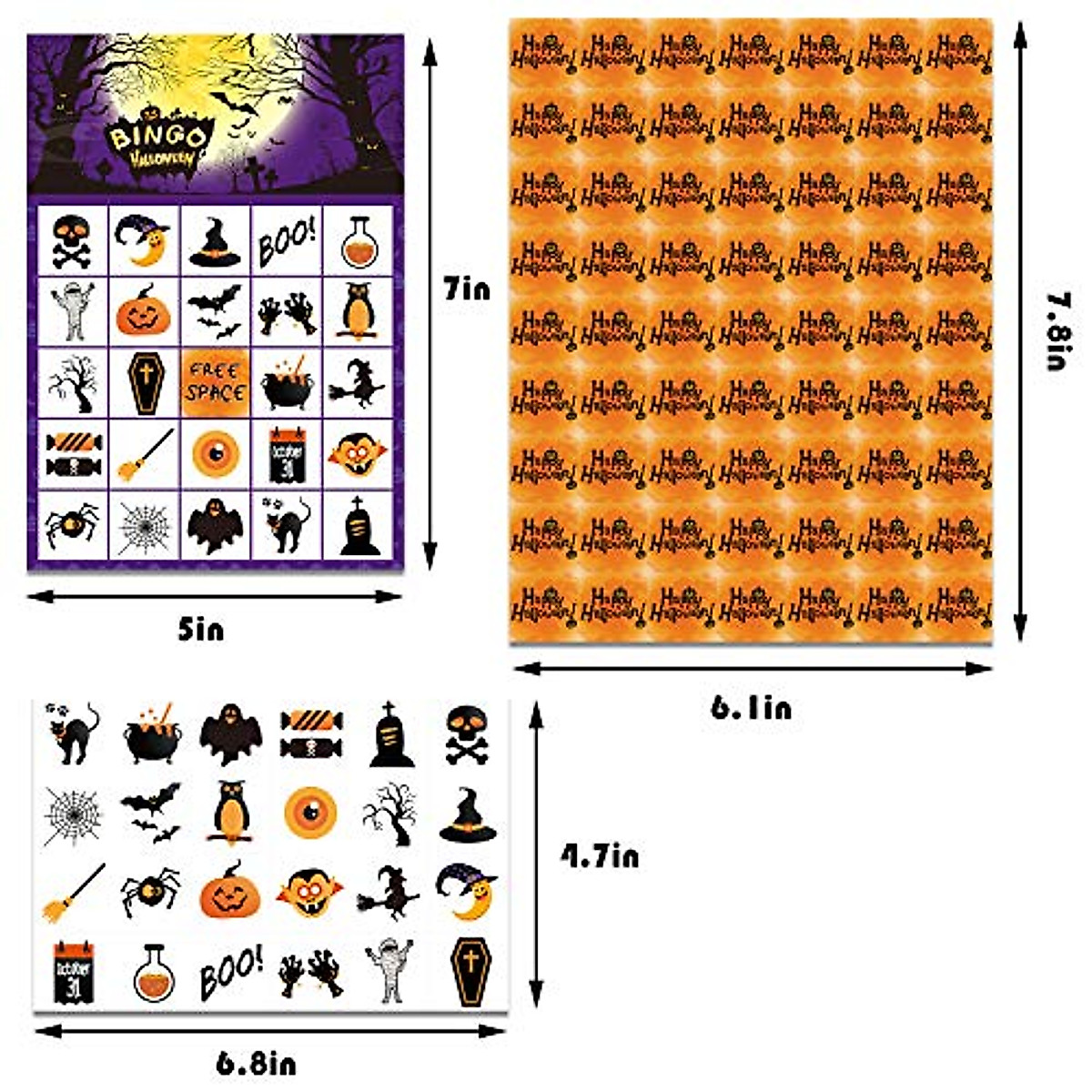 GEGEWOO Halloween Bingo Game Cards for Kids 24 Players Halloween Party Game for School Classroom Family Activities Halloween Party Favors Supplies