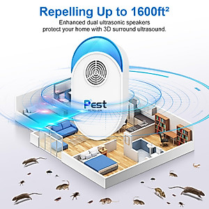 Upgraded Ultrasonic Pest Repeller, 2023 Indoor Mosquito Repellent, for Rodent, Roach, Mouse, Bugs, Mice, Spider, Electronic Plug in Pest Control for House, Garage, Warehouse,Hotel,6 Packs