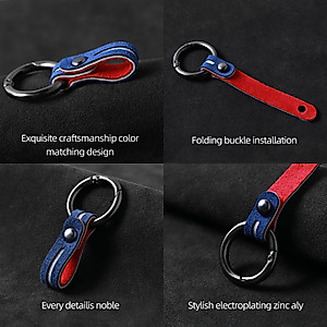 BETTERHUMZ M-Color Alcantara Leather Keychain Ring,Universal Key Chains for Key Fobs for Men and Women Car Accessories (French Style)