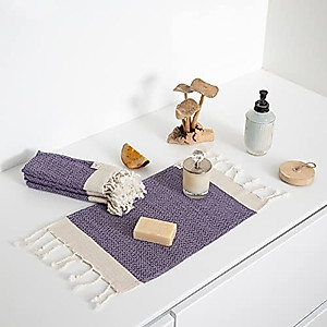 SMYRNA TURKISH COTTON Wash Cloths Pack of 6 | 100% Natural Cotton, 12"x17" | Versatile Bath Towels for Bathroom, Hotel, SPA | Soft, Absorbent, Prewashed and Quick Dry Turkish Hand Towels (Purple)